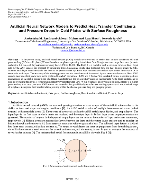 Pdf Predicting Heat Transfer In Cold Plates With Ann