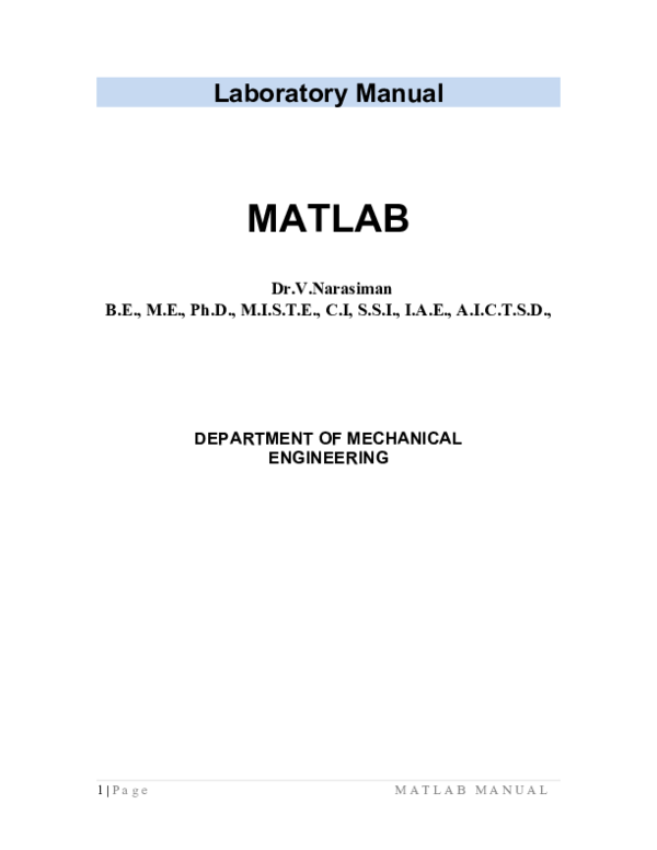 (DOC) Matlab LabManual