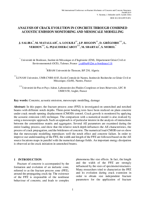 (PDF) Analysis of Crack Evolution in Concrete through Combined Acoustic Emission Monitoring and ...