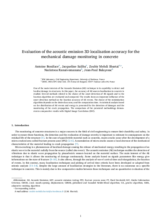 (PDF) Evaluation of the acoustic emission 3D localisation accuracy for ...