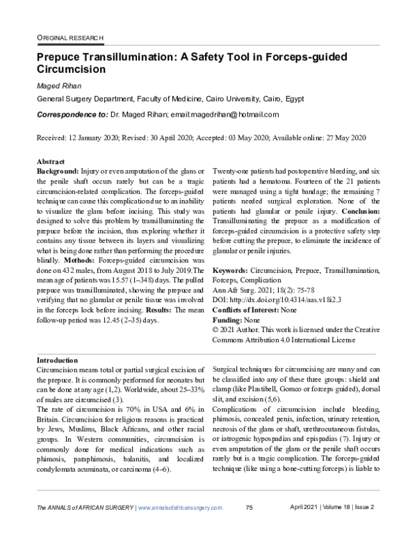 (PDF) Prepuce Transillumination: A Safety Tool in Forceps-guided ...