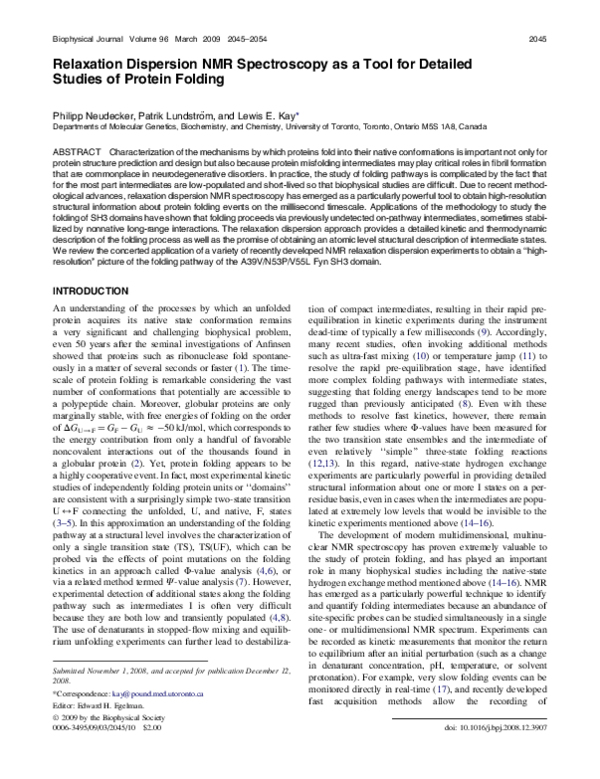 (PDF) Relaxation Dispersion NMR Spectroscopy as a Tool for Detailed ...