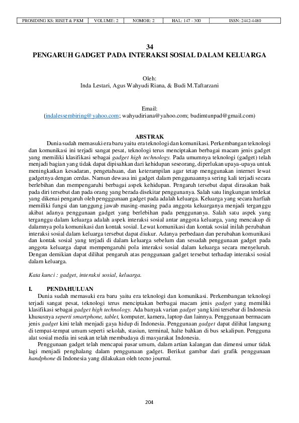 (PDF) Pengaruh Gadget Pada Interaksi Sosial Dalam Keluarga