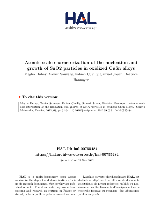 (PDF) Atomic-scale characterization of the nucleation and growth of ...