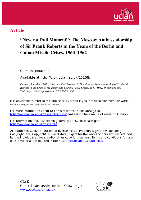 (PDF) “Never a Dull Moment”: The Moscow Ambassadorship of Sir Frank ...