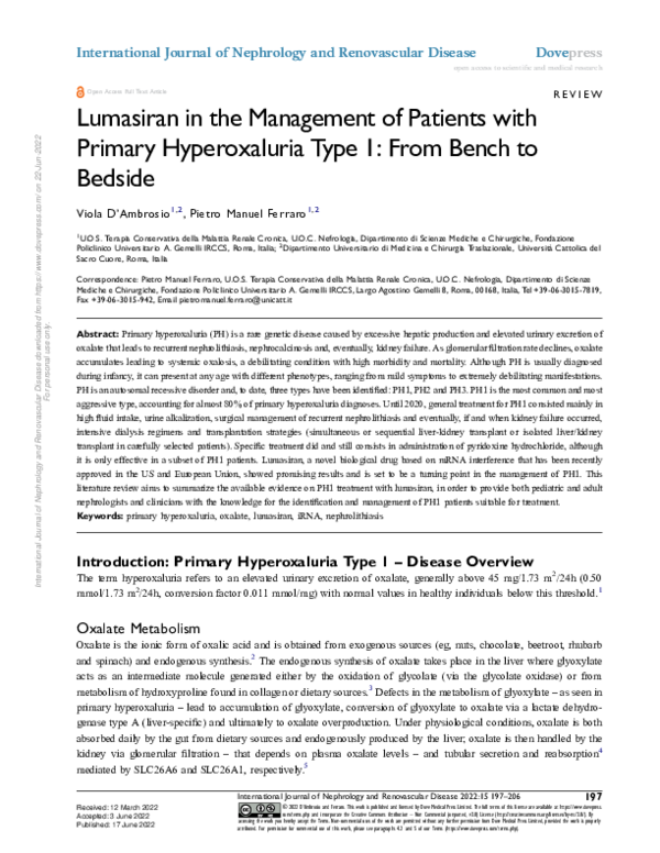 (PDF) Lumasiran in the Management of Patients with Primary ...