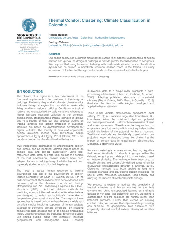 (PDF) Thermal Comfort Clustering; Climate Classification in Colombia
