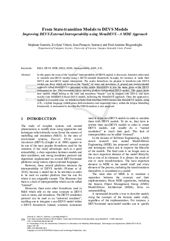 (PDF) From State-transition Models to DEVS Models - Improving DEVS External Interoperability ...