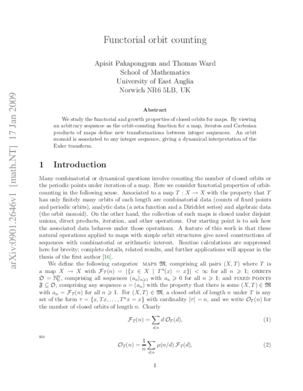 (PDF) Functorial orbit counting