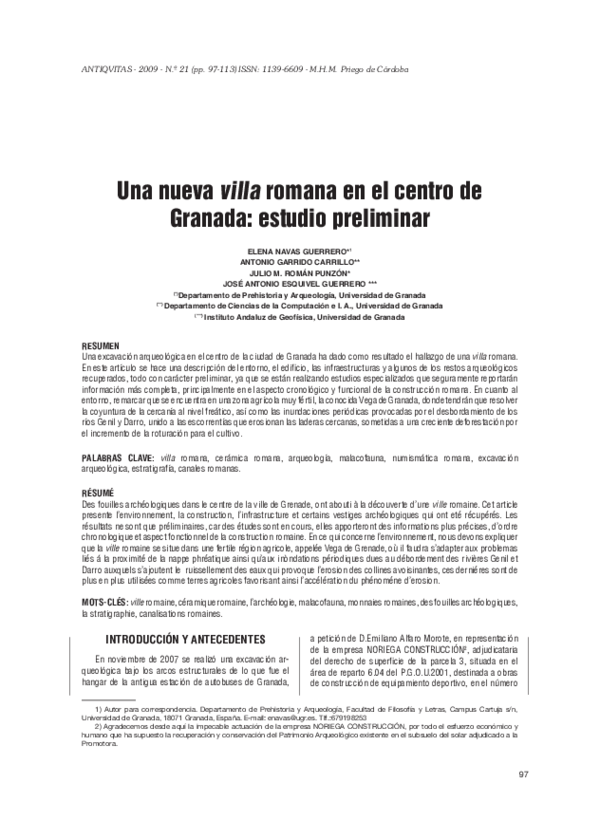 (PDF) Una nueva villa romana en el centro de Granada: estudio ...