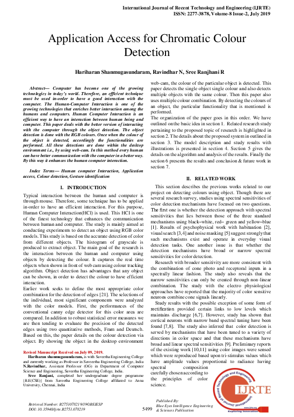 Pdf Application Access For Chromatic Colour Detection