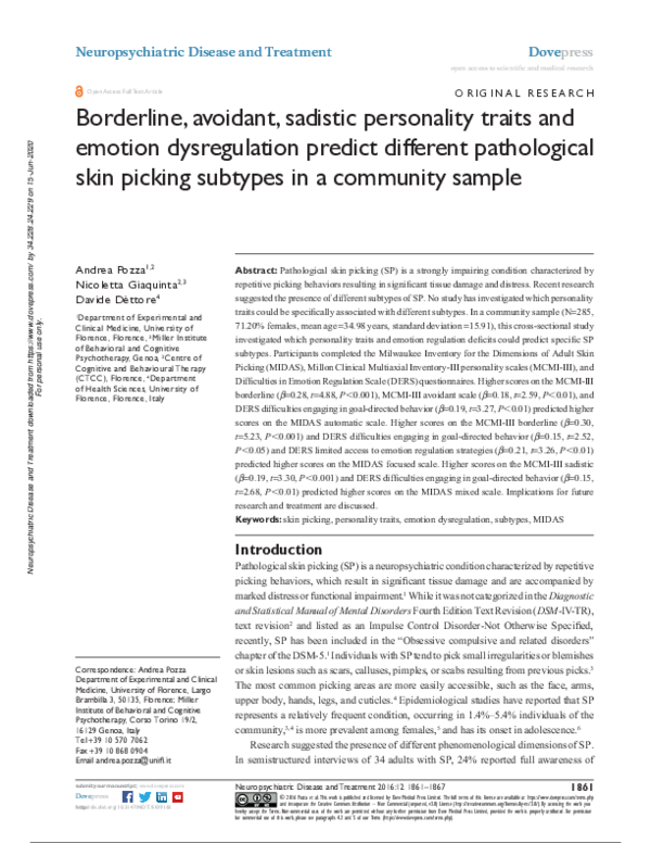 (PDF) Borderline, avoidant, sadistic personality traits and emotion ...
