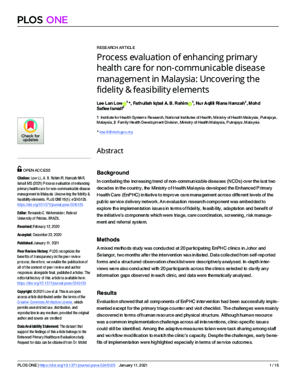 (PDF) Process evaluation of enhancing primary health care for non ...