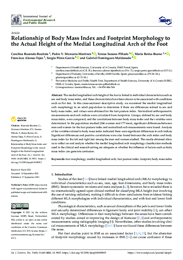 (PDF) Relationship of Body Mass Index and Footprint Morphology to the ...