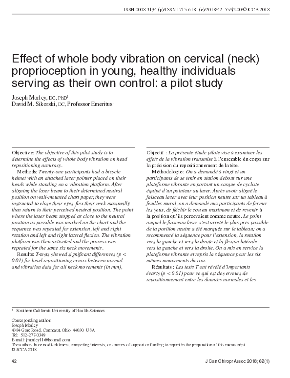 (PDF) Effect of whole body vibration on cervical (neck) proprioception ...