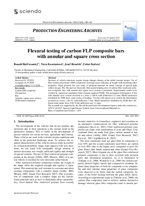 (PDF) Flexural testing of carbon FLP composite bars with annular and ...