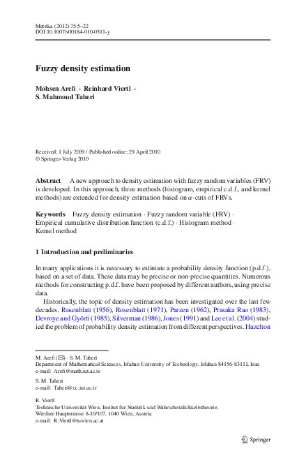 (PDF) Fuzzy density estimation