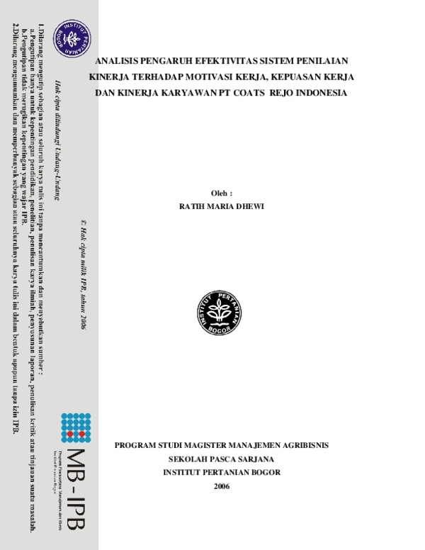 (PDF) Analisis Pengaruh Efektivitas Sistem Penilaian Kinerja Terhadap ...