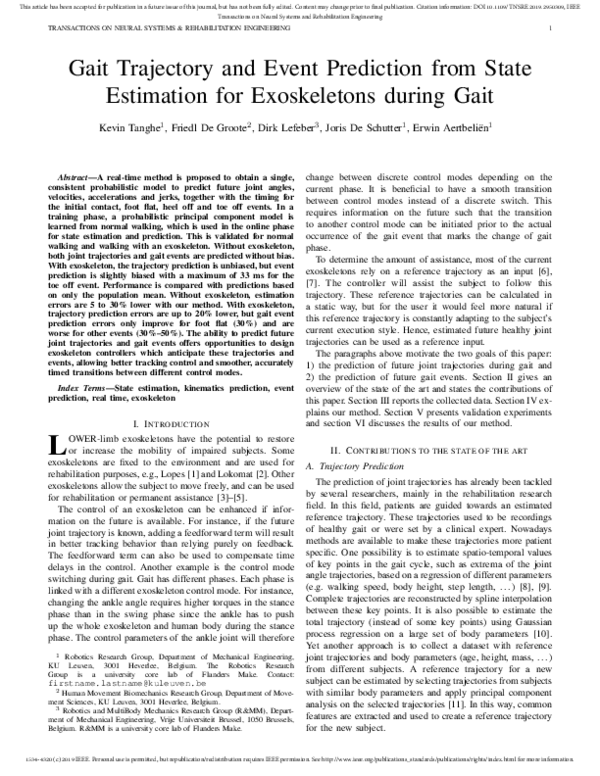 (PDF) Gait Trajectory and Event Prediction from State Estimation for Exoskeletons during Gait