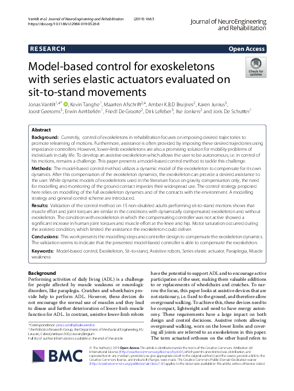 (PDF) Model-based control for exoskeletons with series elastic actuators evaluated on sit-to ...