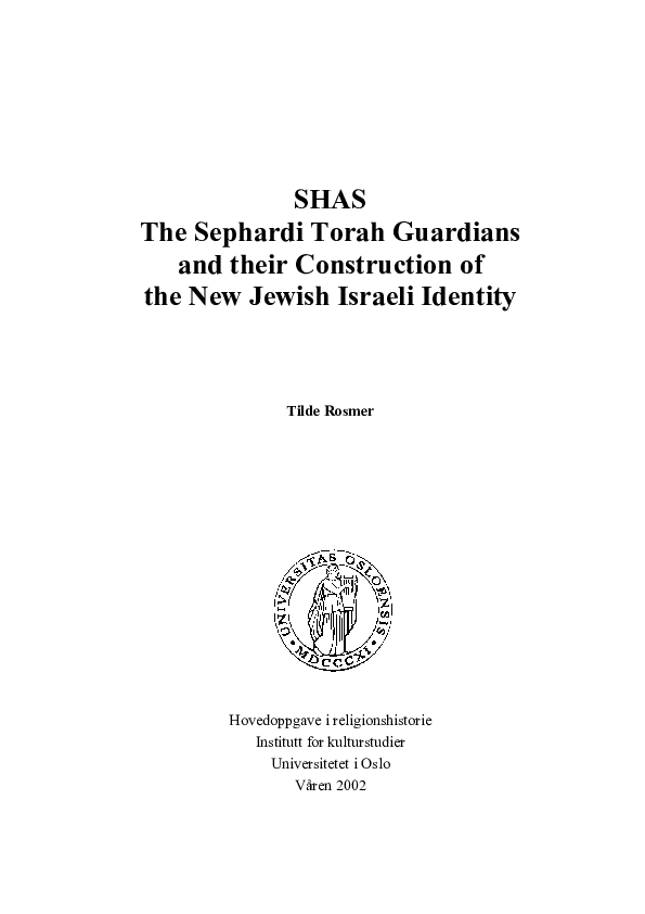 (PDF) SHAS The Sephardi Torah Guardians : and their Construction of the ...