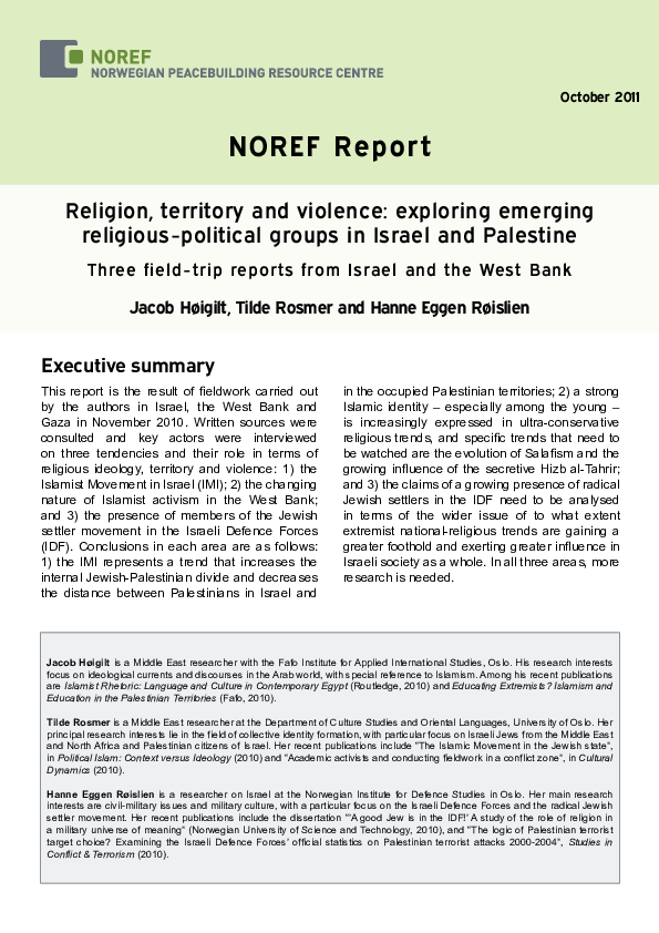 (PDF) Religion , territory and violence : exploring emerging religious ...