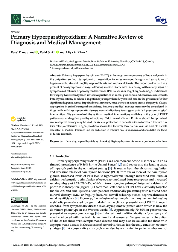 (PDF) Primary Hyperparathyroidism: A Narrative Review of Diagnosis and Medical Management