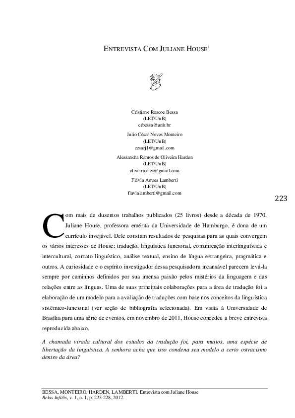 (PDF) Entrevista Com Juliane House