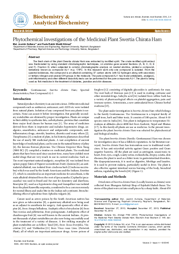 (PDF) Phytochemical Investigations of the Medicinal Plant Swertia ...
