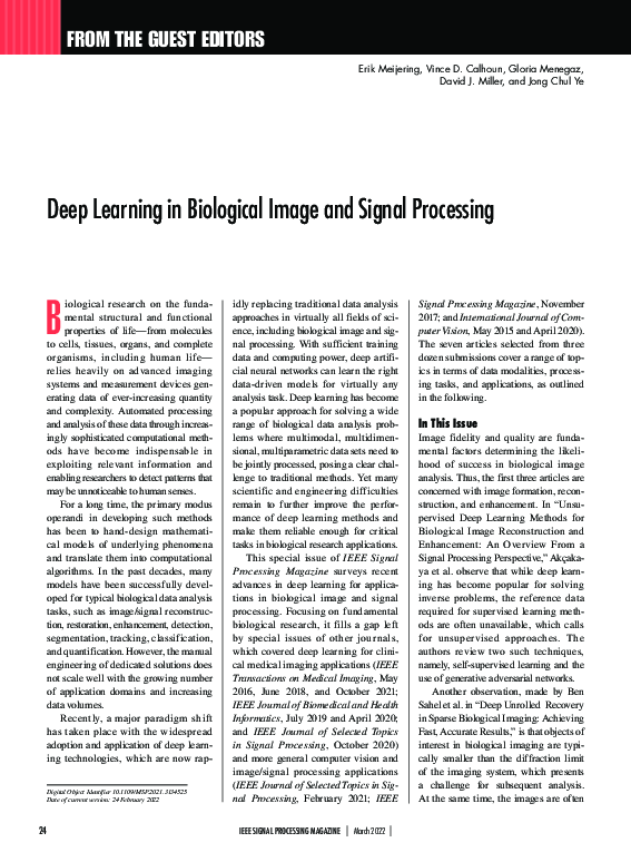 (PDF) Deep Learning in Biological Image and Signal Processing [From the Guest Editors]