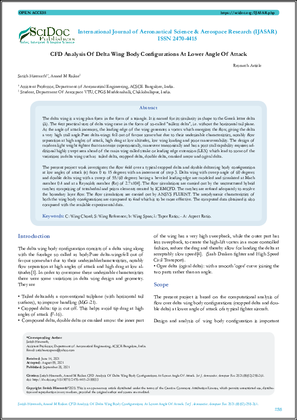 (PDF) CFD Analysis Of Delta Wing Body Configurations At Lower Angle Of ...