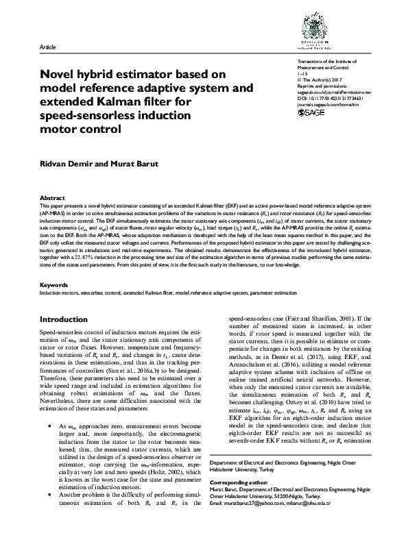 (PDF) Novel hybrid estimator based on model reference adaptive system and extended Kalman filter ...