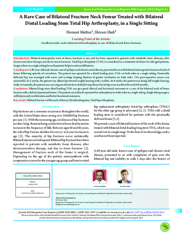 (PDF) A Rare Case of Bilateral Fracture Neck Femur Treated with ...