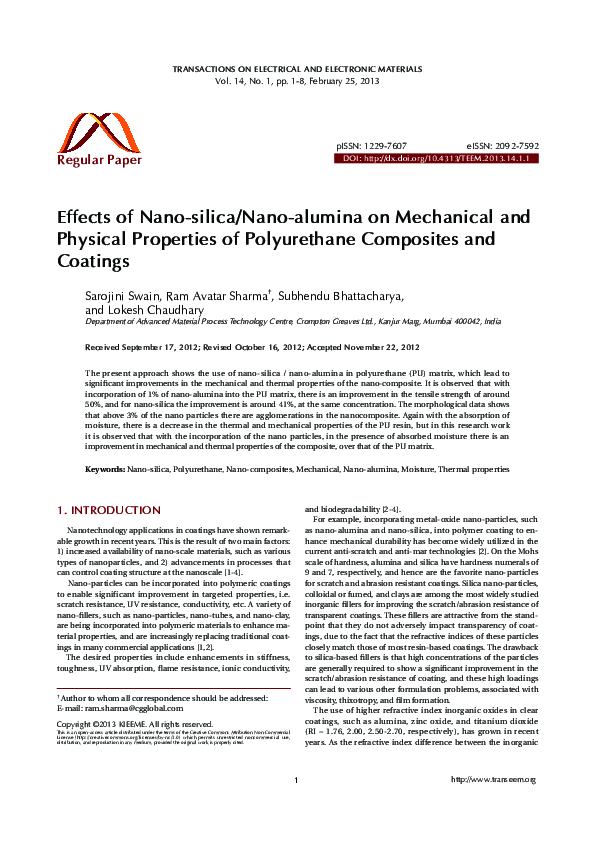 (PDF) Effects of Nano-silica/Nano-alumina on Mechanical and Physical Properties of Polyurethane ...