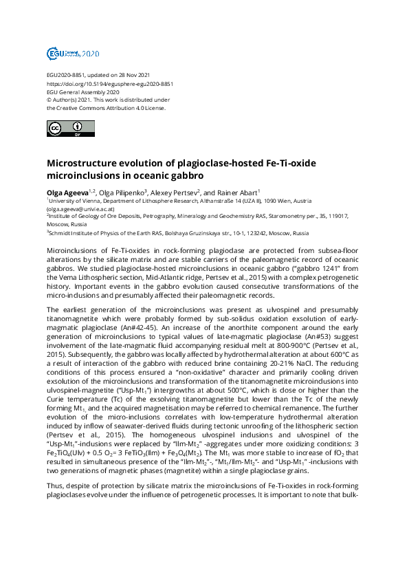 (PDF) Microstructure evolution of plagioclase-hosted Fe-Ti-oxide ...