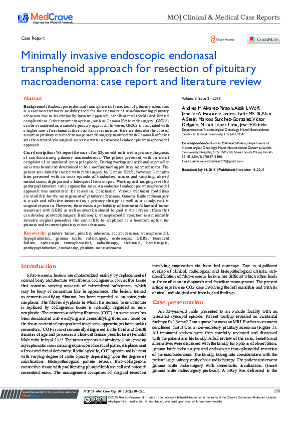 (PDF) Minimally Invasive Endoscopic Endonasal Transphenoid Approach for Resection of Pituitary ...