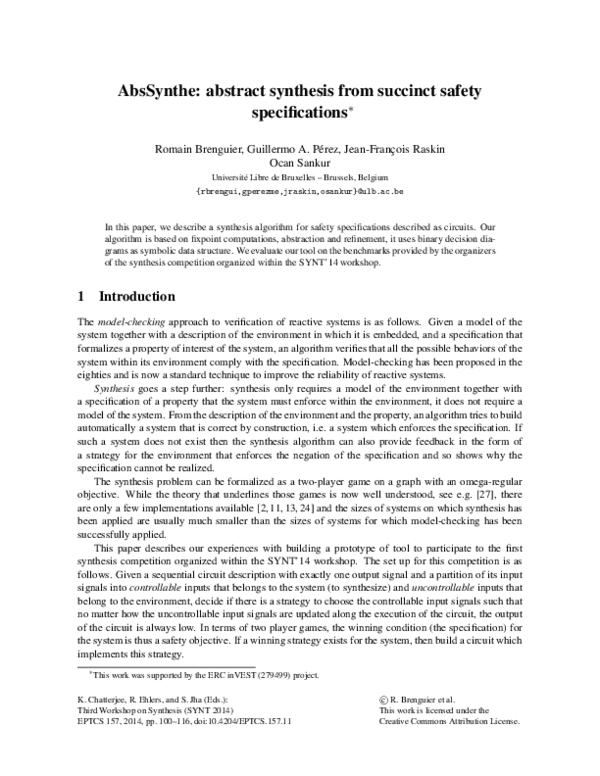 (PDF) AbsSynthe: abstract synthesis from succinct safety specifications