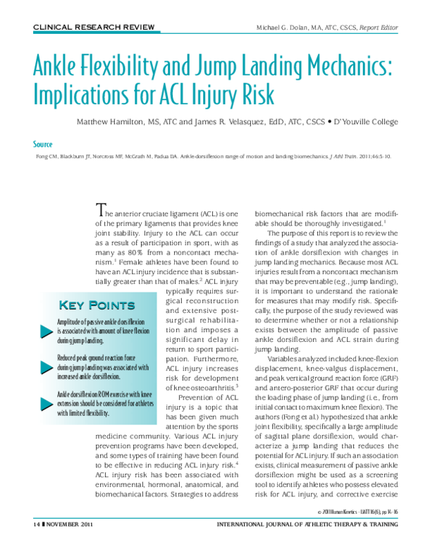 (PDF) Ankle Flexibility and Jump Landing Mechanics: Implications for ...