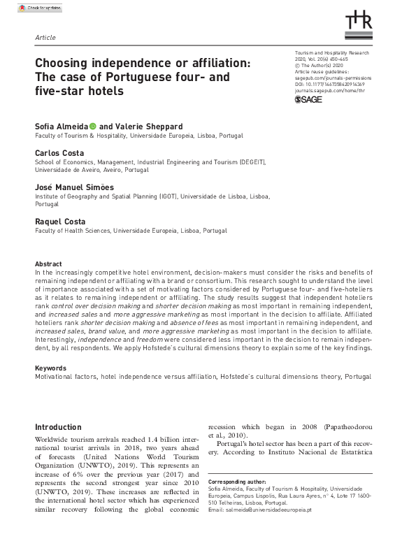 (PDF) Choosing independence or affiliation: The case of Portuguese four ...