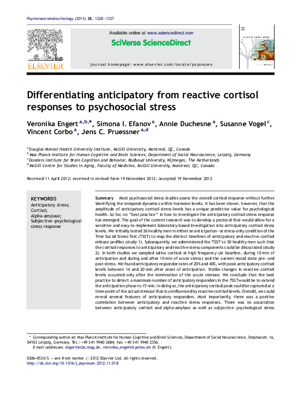 (PDF) Differentiating anticipatory from reactive cortisol responses to psychosocial stress
