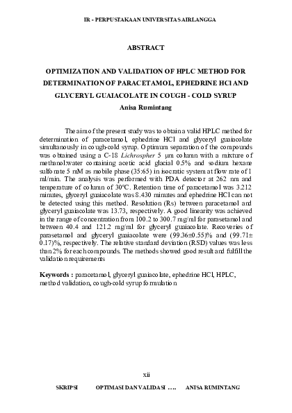 (PDF) OPTIMIZATION AND VALIDATION OF HPLC METHOD FOR DETERMINATION OF PARACETAMOL, EPHEDRINE HCl ...