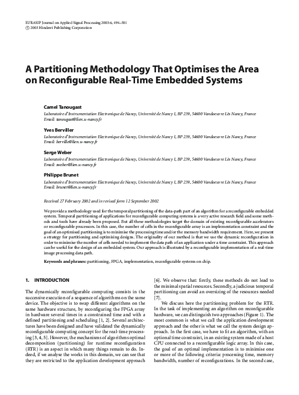 Pdf Optimizing Temporal Partitioning For Embedded Systems