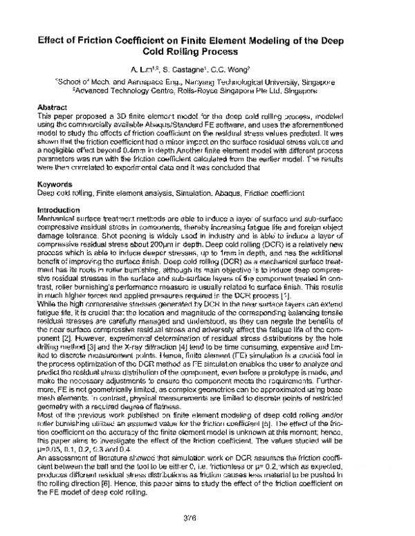 Pdf Effect Of Friction Coefficient On Finite Element Modeling Of The