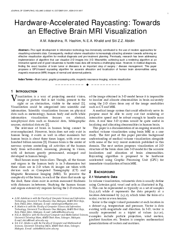 (PDF) Hardware-accelerated raycasting: Towards an effective brain MRI visualization