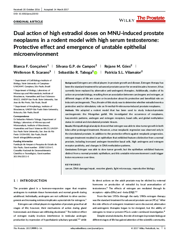 (PDF) Dual action of high estradiol doses on MNU-induced prostate ...