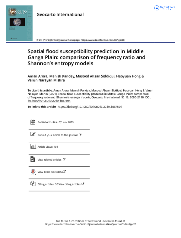 (PDF) Spatial flood susceptibility prediction in Middle Ganga Plain: comparison of frequency ...