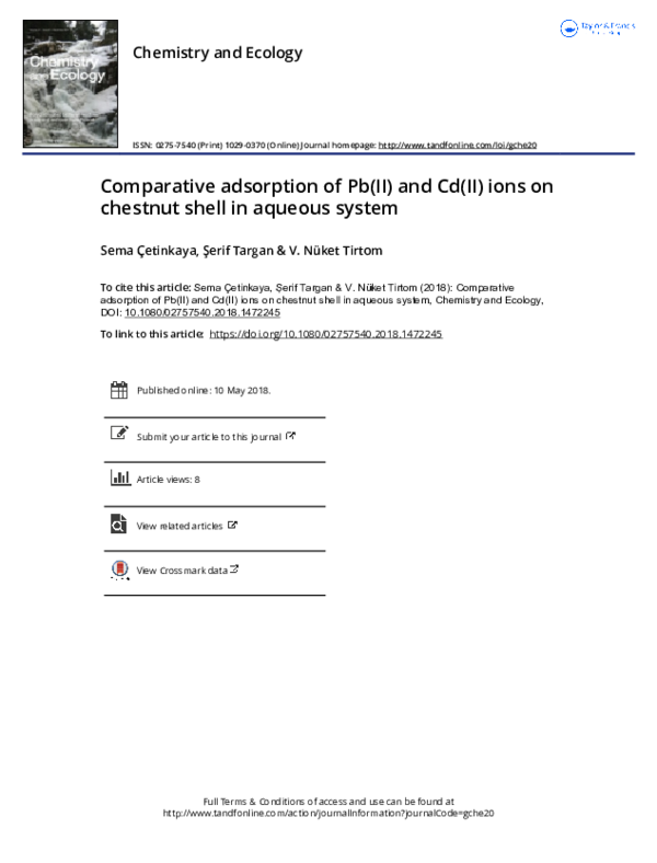 (PDF) Comparative adsorption of Pb(II) and Cd(II) ions on chestnut shell in aqueous system