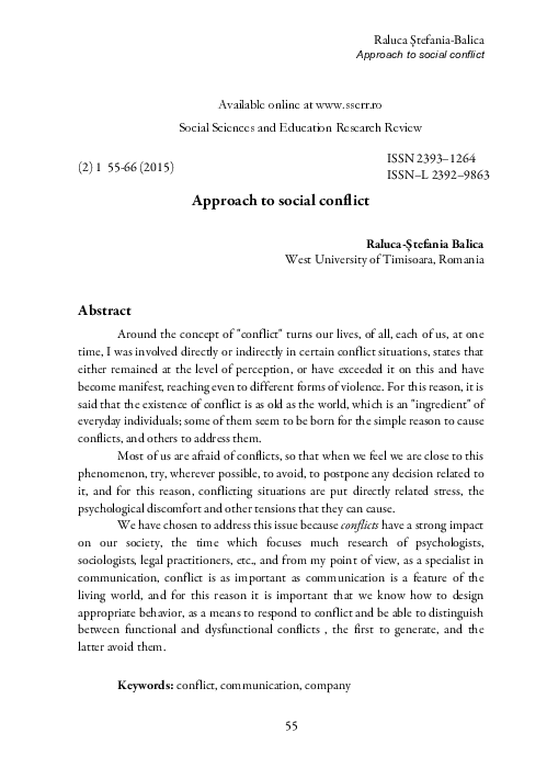 (PDF) Approach to social conflict