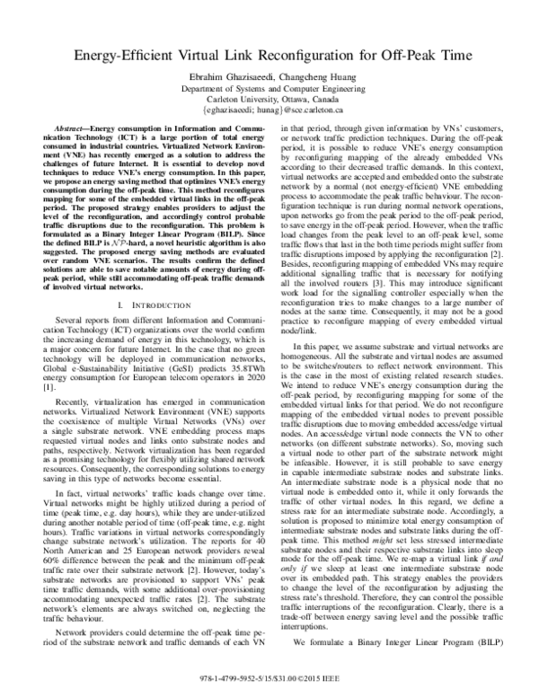 (PDF) Energy-Efficient Virtual Link Reconfiguration for Off-Peak Time