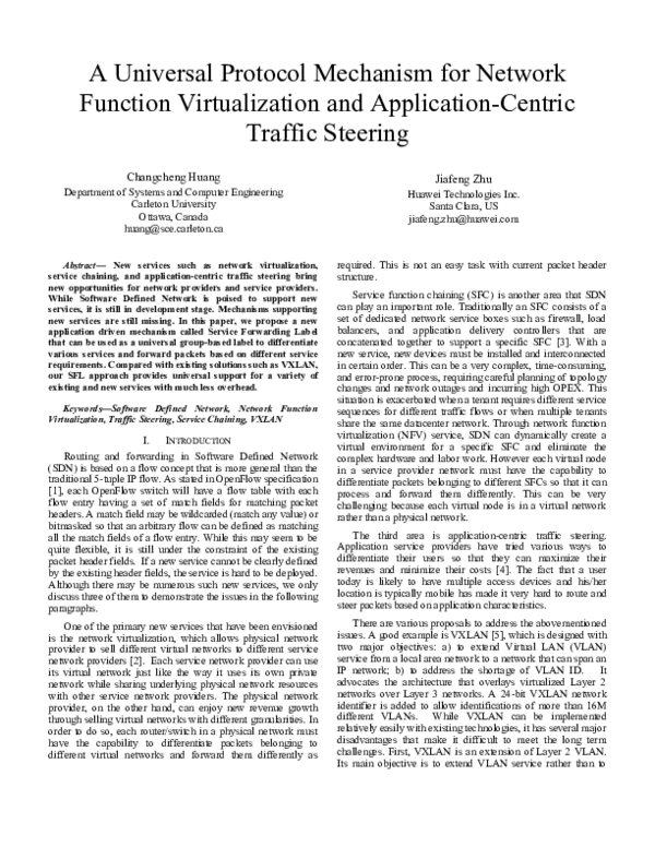 (PDF) A universal protocol mechanism for network function ...